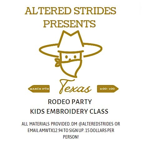 Kids Rodeo Themed Embroidery Class, 1302 W Gray St, Houston, 17 March ...