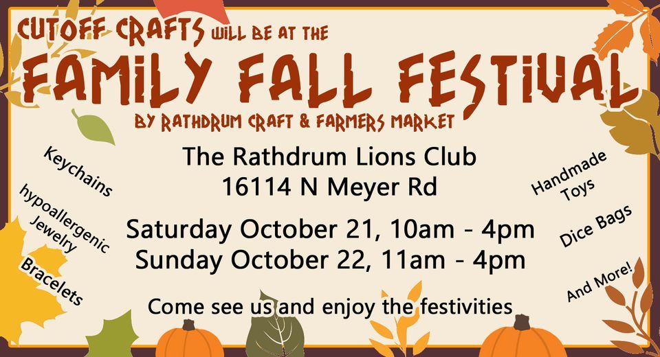 Family Fall Festival Craft Fair - Cutoff Crafts Booth, Rathdrum Lions ...