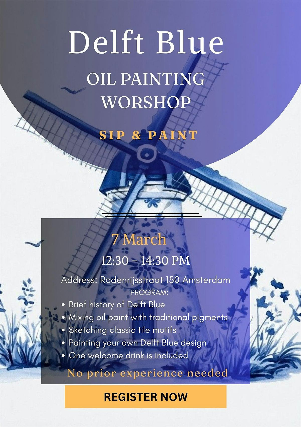 Delft Blue oil painting, Rodenrijsstraat 150, Amsterdam, 7 March 2026 ...