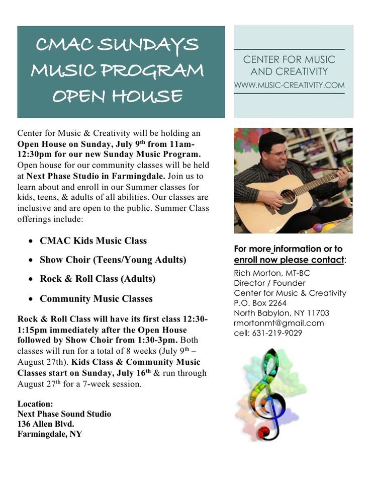 Open House for CMAC Sunday Music Program, Next Phase Studio ...