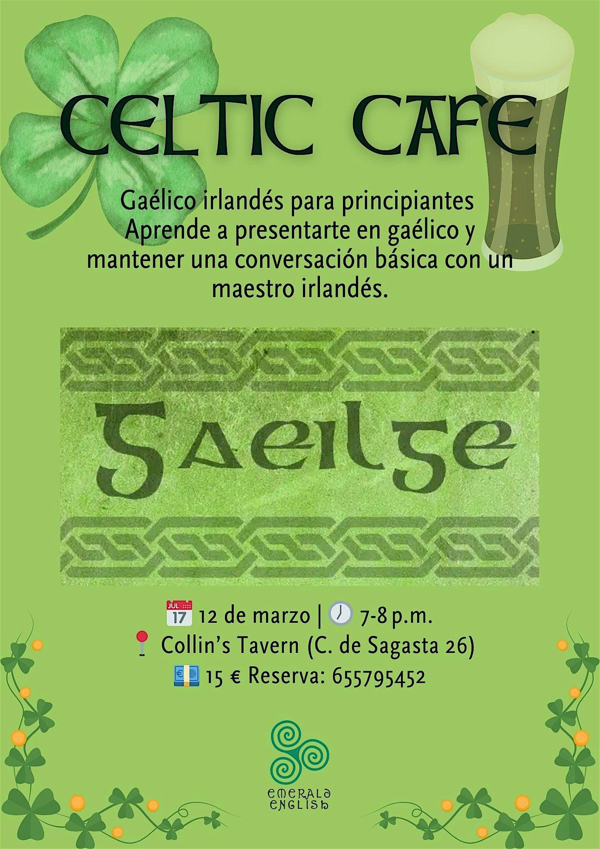 Celtic Cafe - Clase de gaélico irlandés para principiantes, Collin's ...