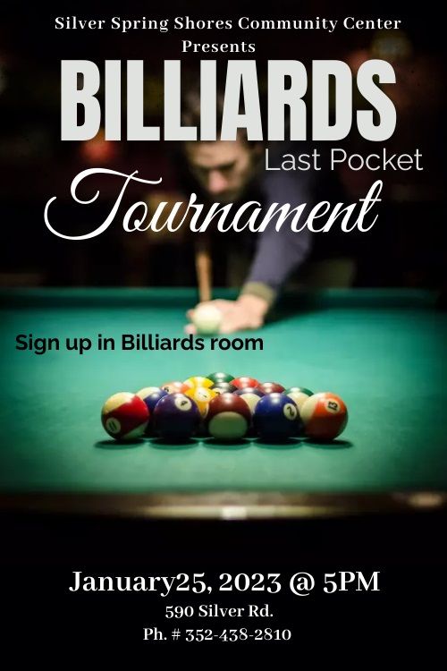 Mens Billiards Tournament , Silver Springs Shores Community and Youth ...