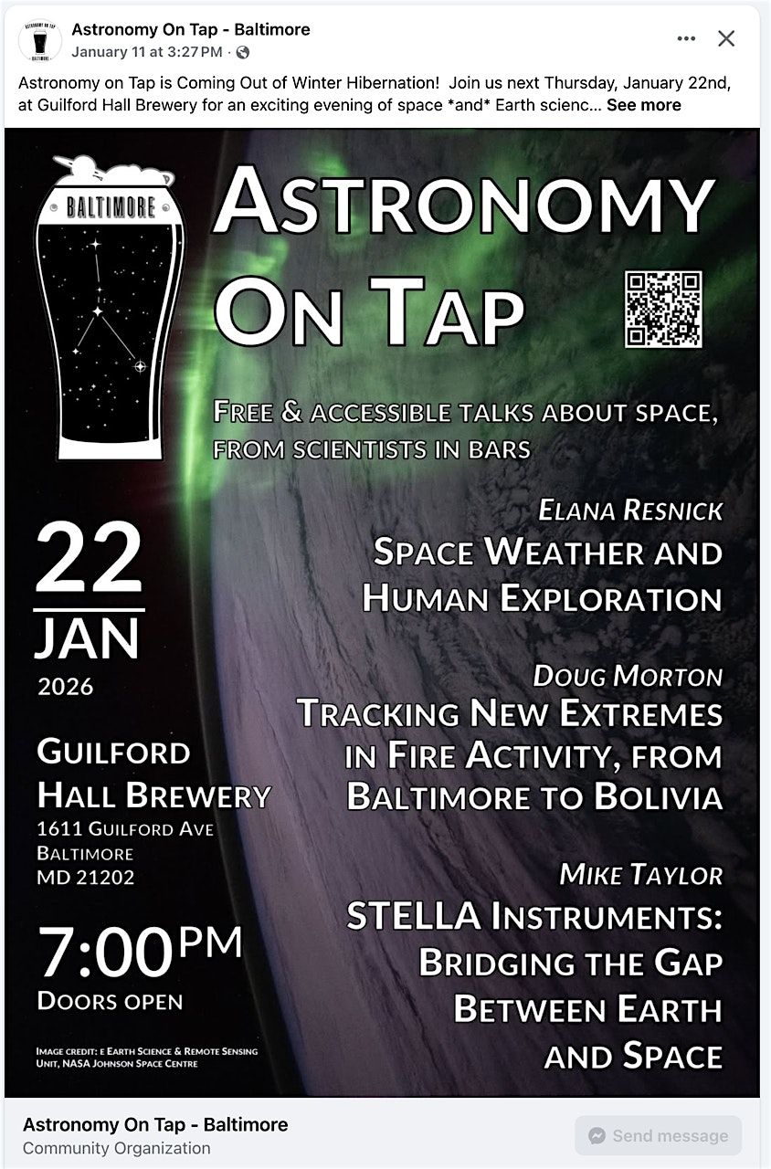 Astronomy on Tap, Guilford Hall Brewery, Baltimore, 22 January 2026 ...