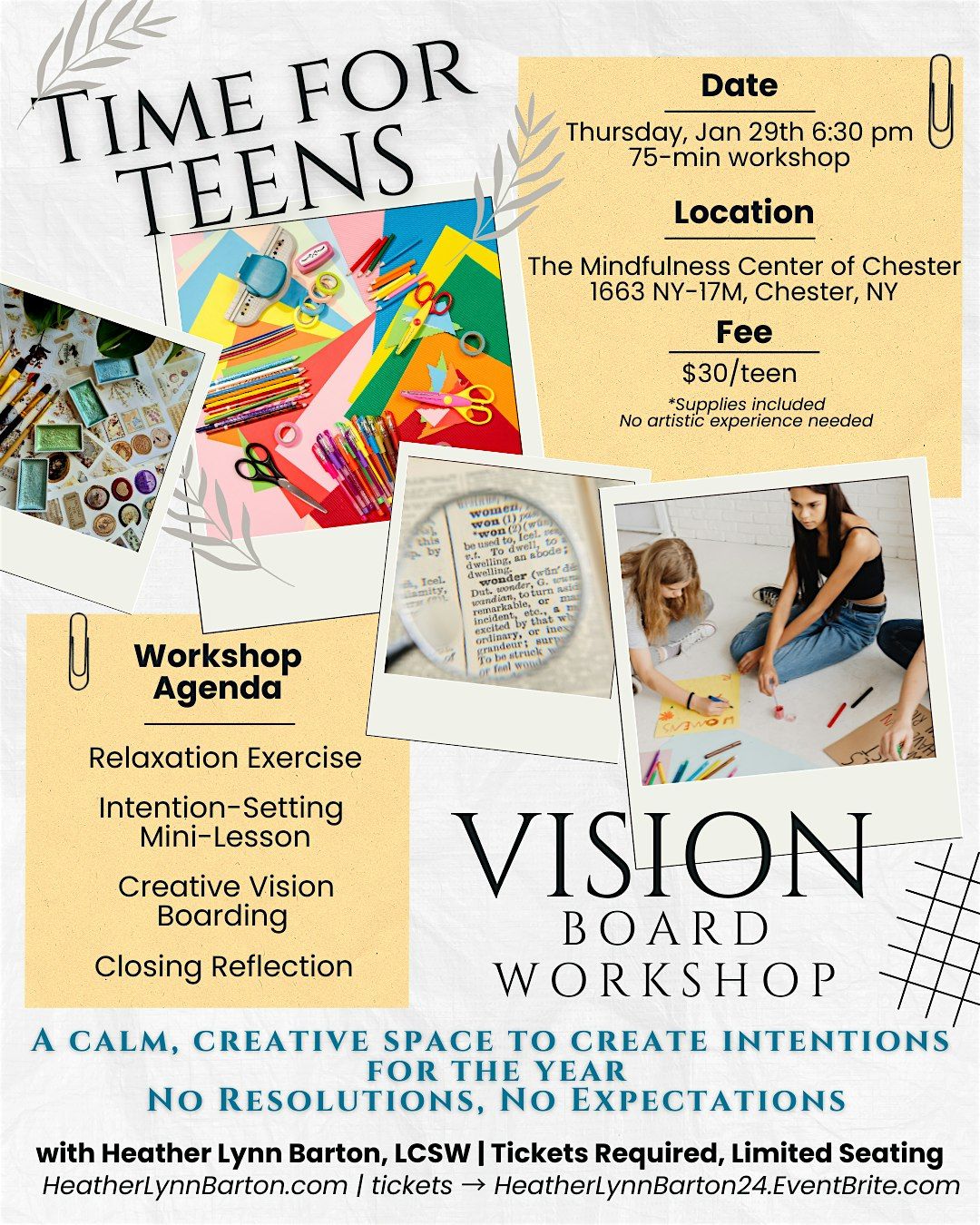 Time for Teens: Vision Board Workshop, The Mindfulness Center of ...