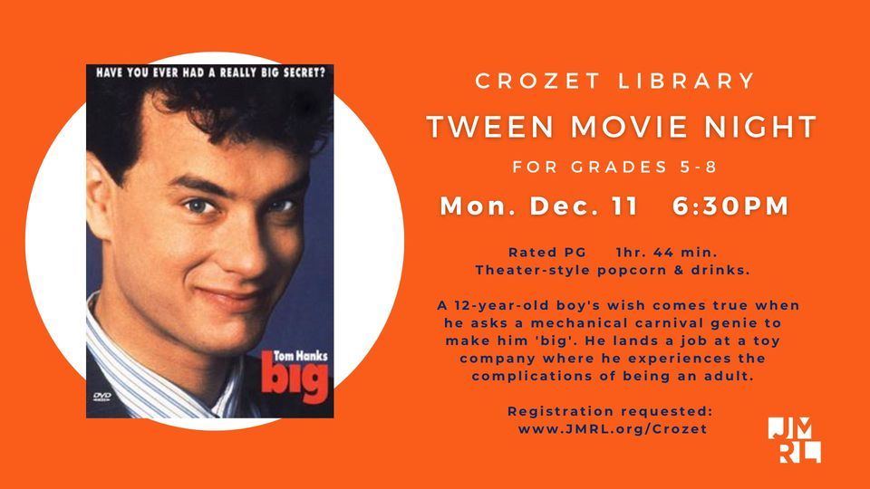 Tween Movie Night at Crozet Library, Crozet Library, 11 December 2023 ...