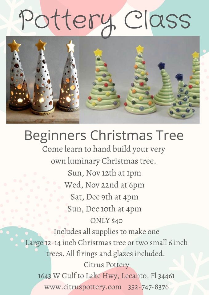 Pottery Class - coil or Slab built Christmas tree, Citrus Pottery ... Pottery Class - coil or Slab built Christmas tree, Citrus Pottery ...