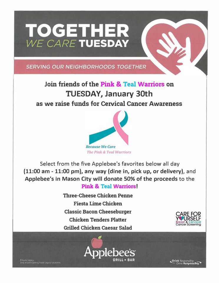 Together We Care Tuesdays - Applebees, 2570 4th St SW, Suite 1 50401 ...