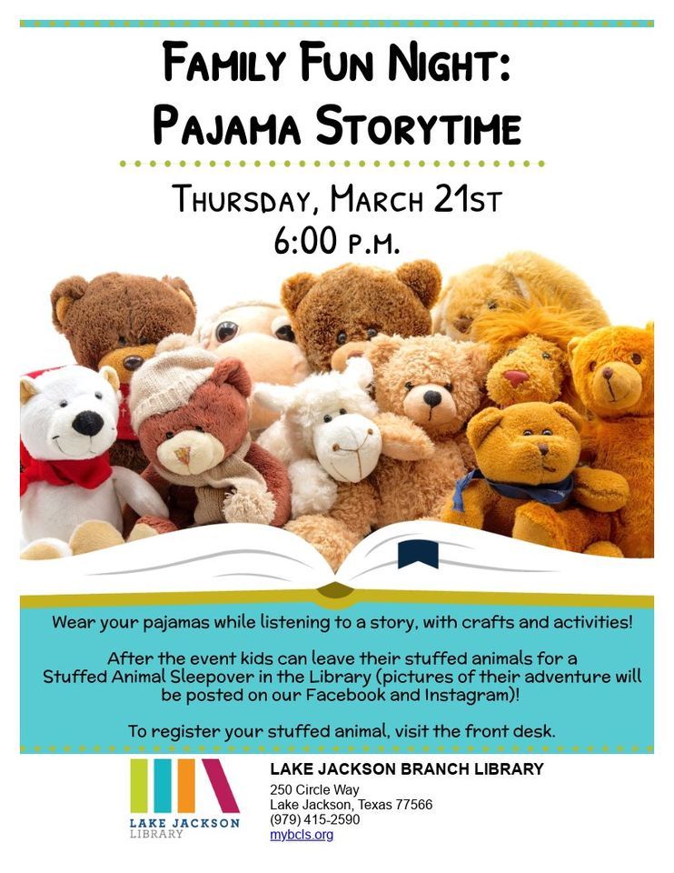 Family Fun Night: Pajama Storytime & Stuffed Animal Sleepover, Lake ...