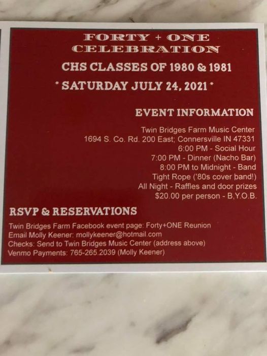 Classes of 1980 & 1981- Forty+ O.N.E Reunion July 24, 2021, Twin ...