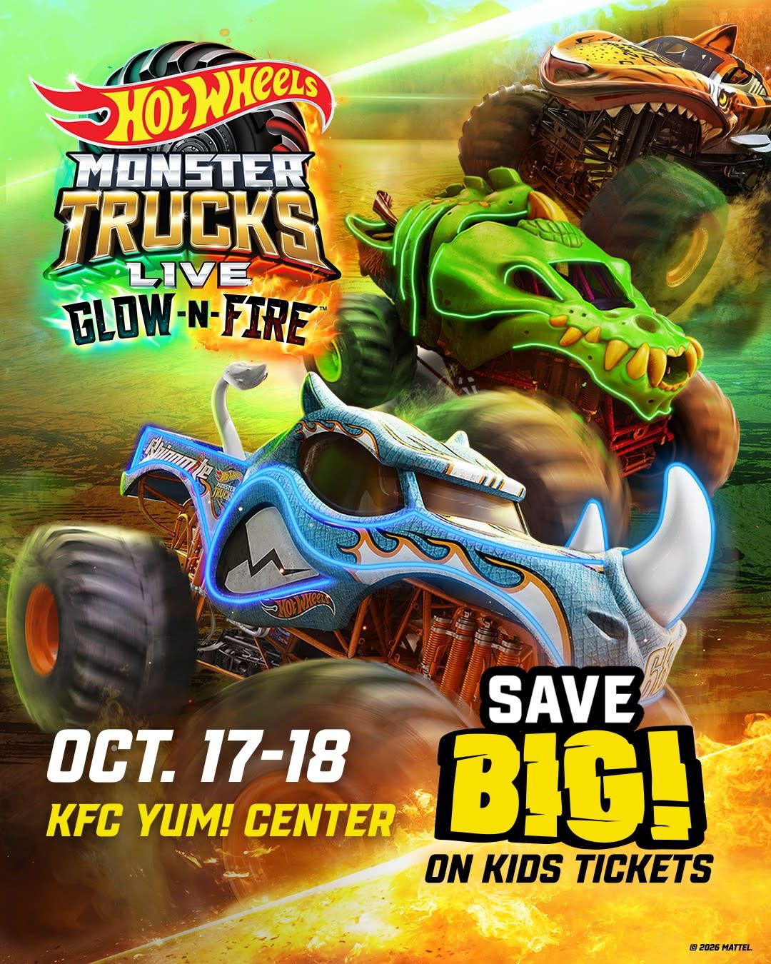Hot Wheels Monster Trucks Live 2026 - Glow-N-Fire Tickets, Chase Center ...