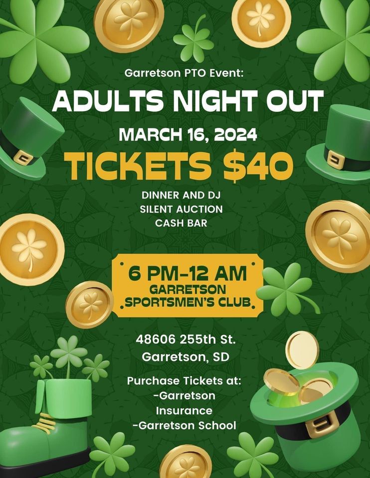 Adults Night Out, Garretson Sportsmen's Club, 16 March 2024 | AllEvents