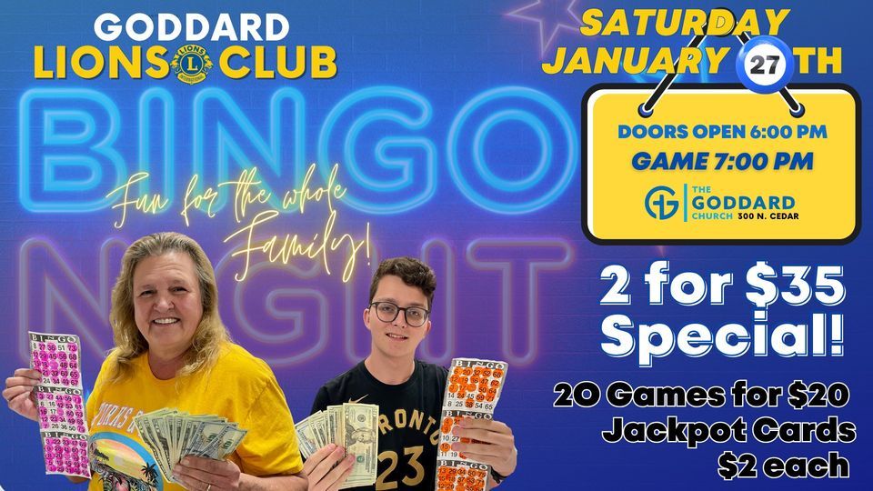 Lions Club Bingo Night The Goddard Church 27 January 2024