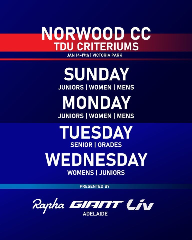 NCC TDU Criteriums - Presented by Rapha, Victoria Park, Adelaide, 14 ...