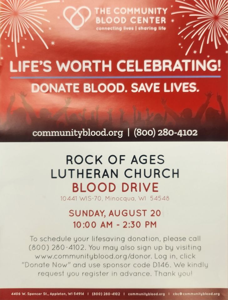 Community Blood Drive & Picnic, Rock of Ages Lutheran Church, Minocqua ...
