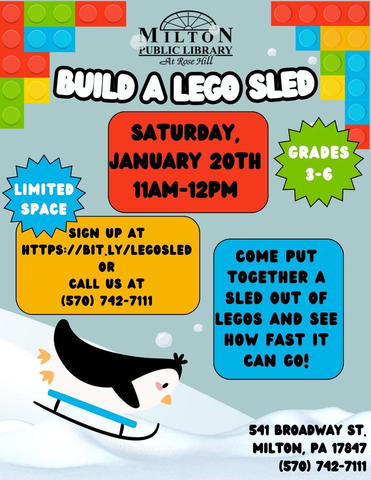 Build A Lego Sled, The Milton Public Library, 20 January 2024 | AllEvents