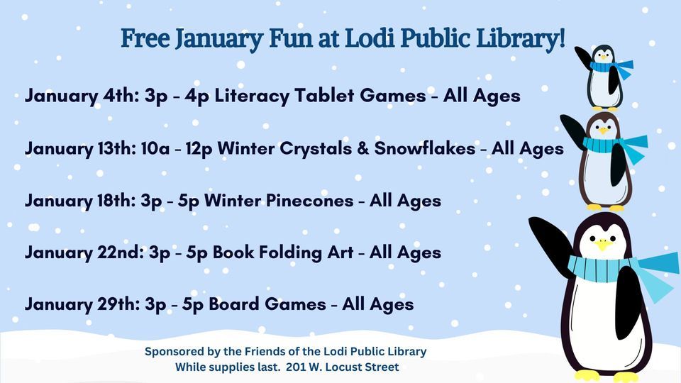 January fun at your Lodi Public Library - Winter Pinecones, Lodi Public ...