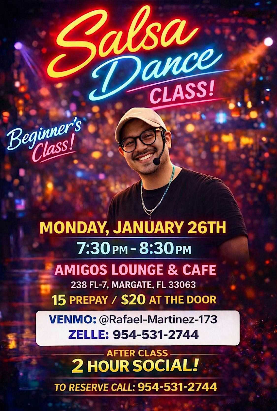Salsa Beginner Class + Latin Dance Social (Margate, FL), Amigos Lounge and café, Margate, 26 ...