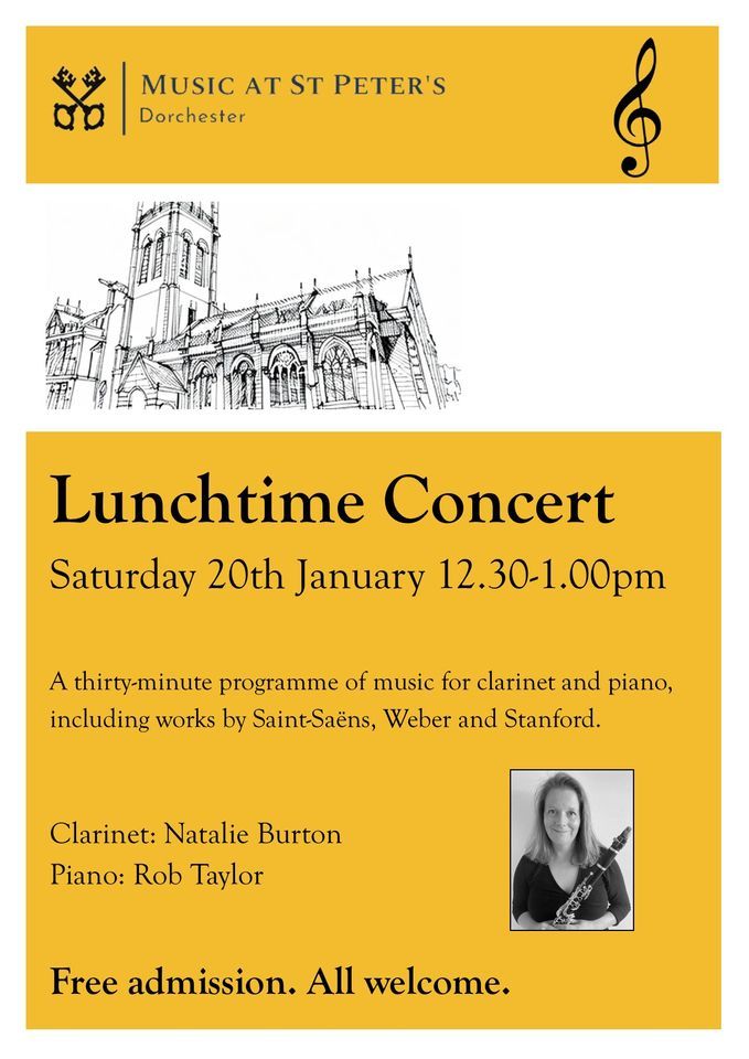Lunchtime Concert - Music for Clarinet & Piano, St Peter's Church, Dorchester, 20 January 2024 ...