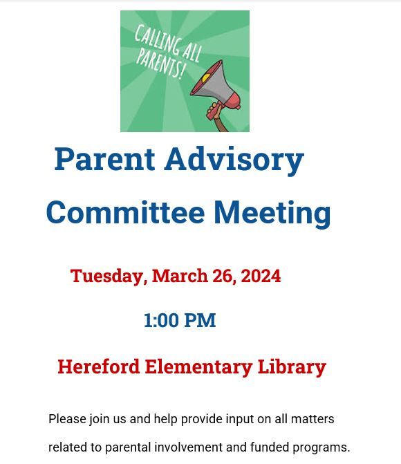 March Parent Advisory Committee Meeting, 2755 Wilson drive, Huntsville ...