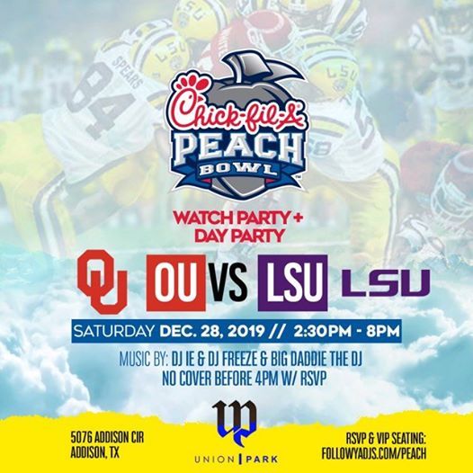 OU vs LSU Watch Party + Day Party, Union Park Addison, 28 December 2019 ...
