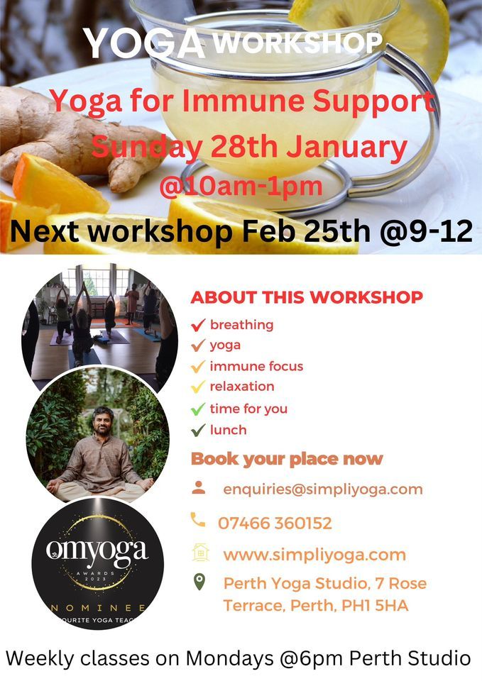 Workshop - Yoga for Immune Support , Perth Yoga Studio, 28 January 2024 ...