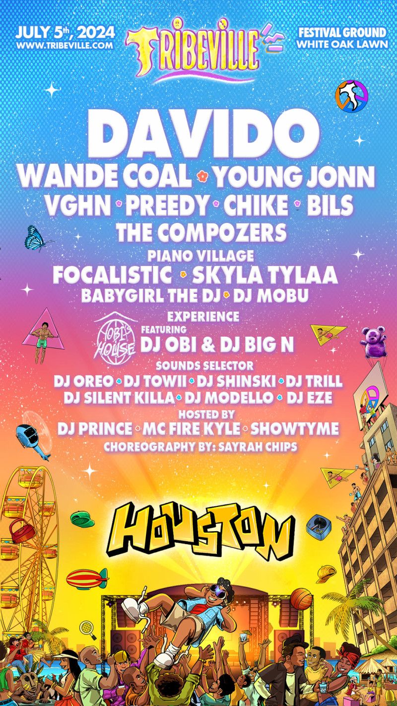 Tribeville Music Festival with Davido, Wande Coal, White Oak Music Hall - Houston, 5 July 2024 ...
