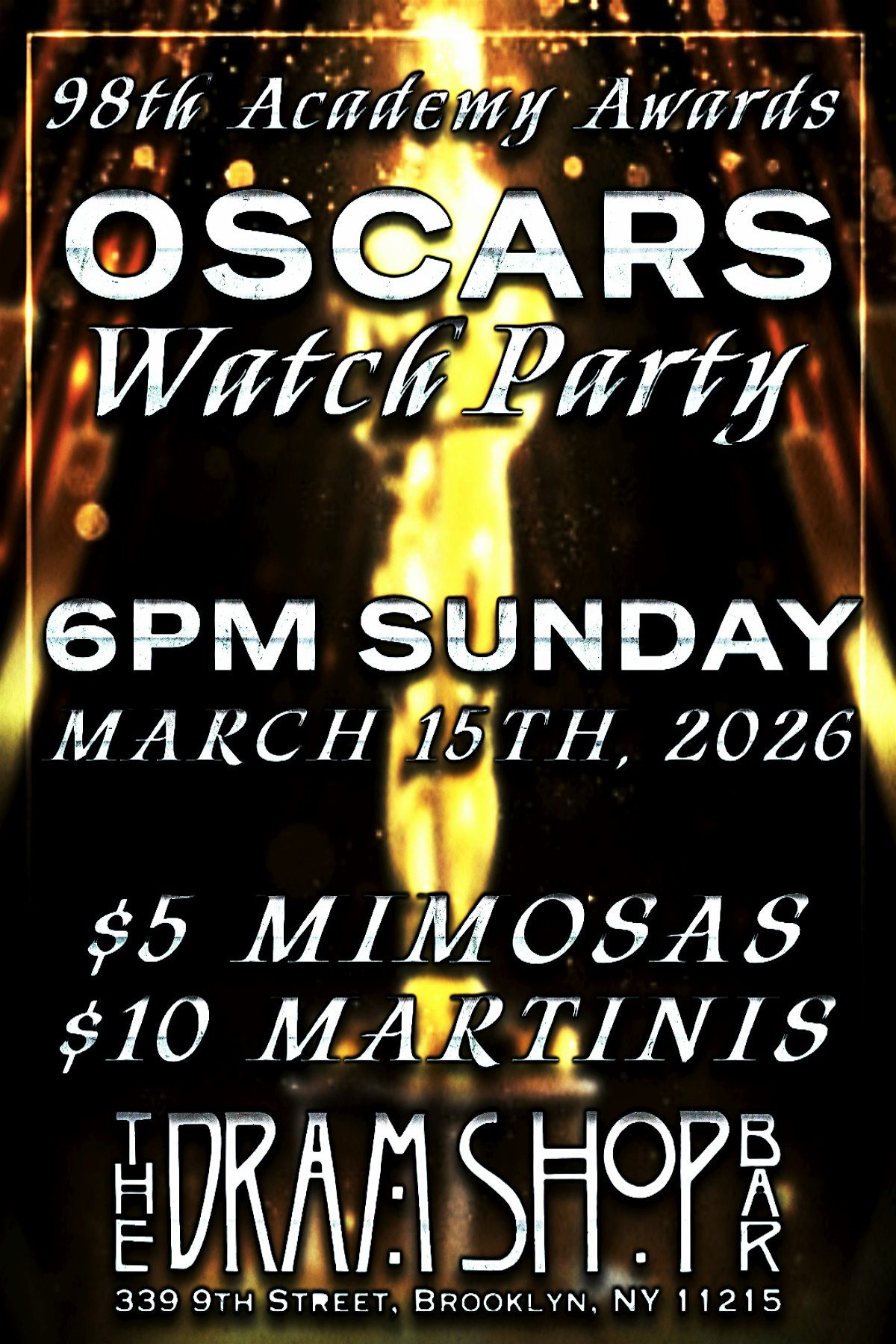 Oscars Watch Party, The Dram Shop Bar, Brooklyn, 15 March 2026 | AllEvents