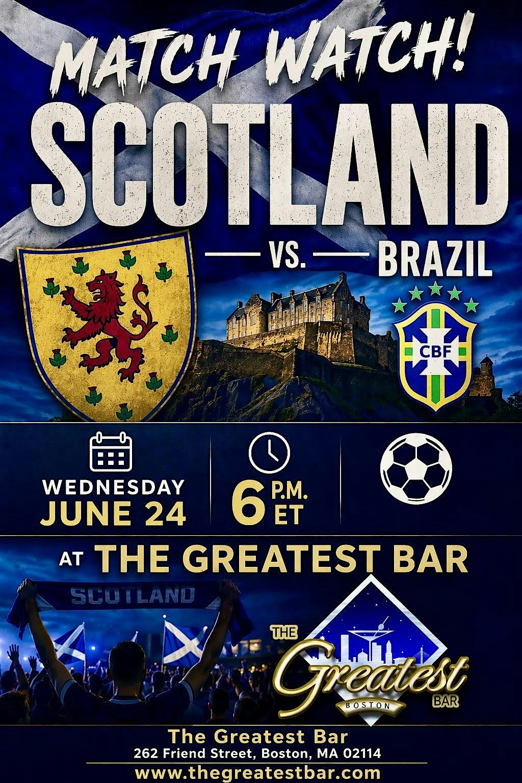 Scotland vs Brazil Watch Party at The Greatest Bar, The Greatest Bar ...