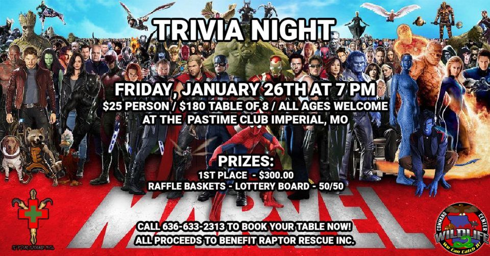 AVENGERS ASSEMBLE!!! MARVEL TRIVIA NIGHT, Pastime Club, Imperial, 26 ...