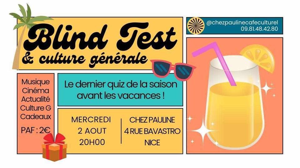 BLIND TEST & CULTURE GENERALE /// CHEZ PAULINE, Chez Pauline, Nice ...