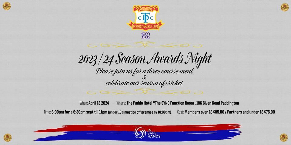 Season 2023 / 24 Awards Night, The Paddo, Paddington, April 13 2024 ...