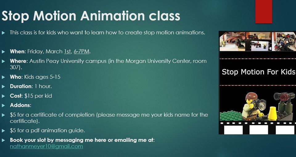 Stop Motion Animation Class, Austin Peay State University, Clarksville ...