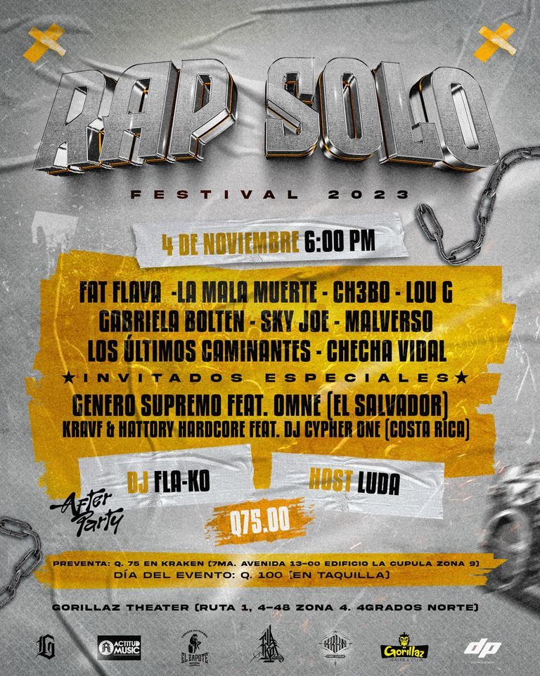 Rap Solo Festival 2023, Gorillaz Theater & Club, Guatemala, 4 November to 5 November | AllEvents