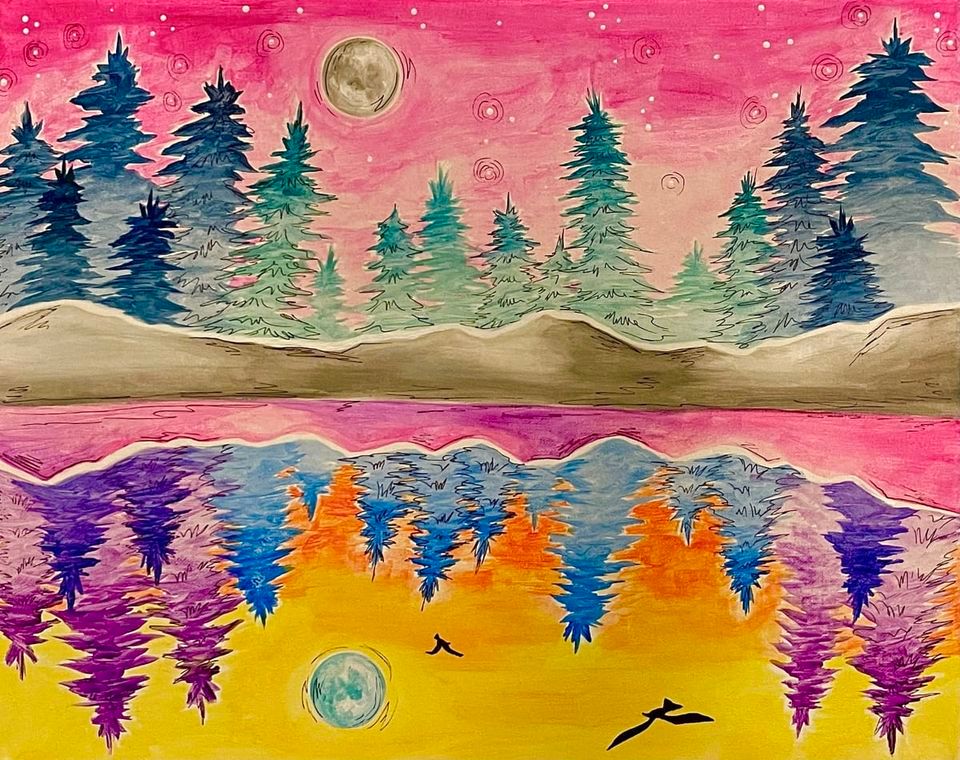 Vivid Reflections Watercolor & Ink Class at Canvas and Cocktails ...