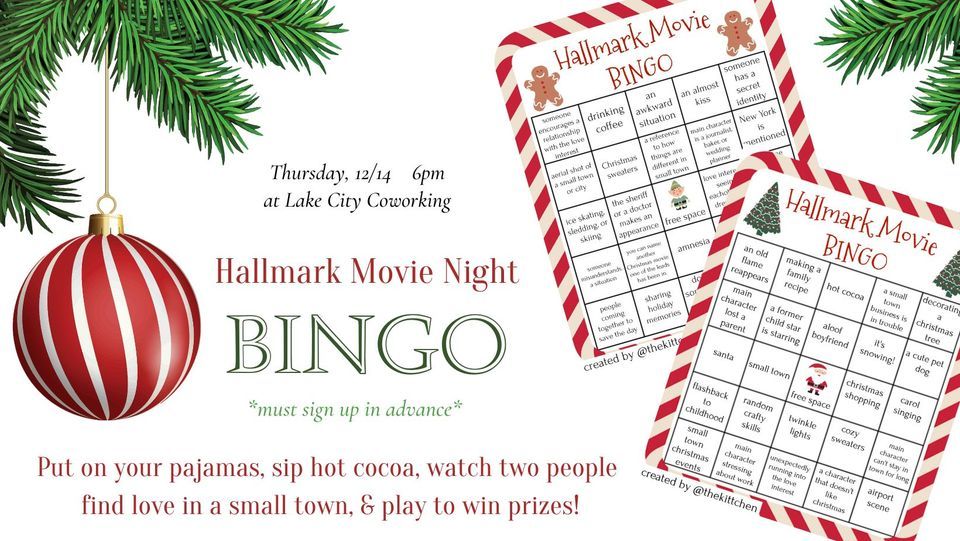 Cheesy Holiday Movie Bingo Night!, Lake City Coworking, South Hero ...