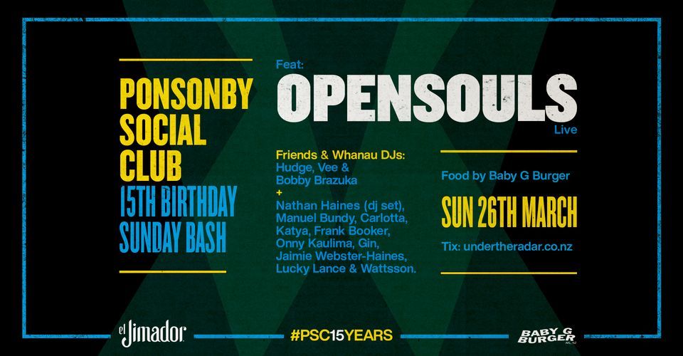 Ponsonby Social 15th Birthday Sunday Bash with Opensouls, Ponsonby ...