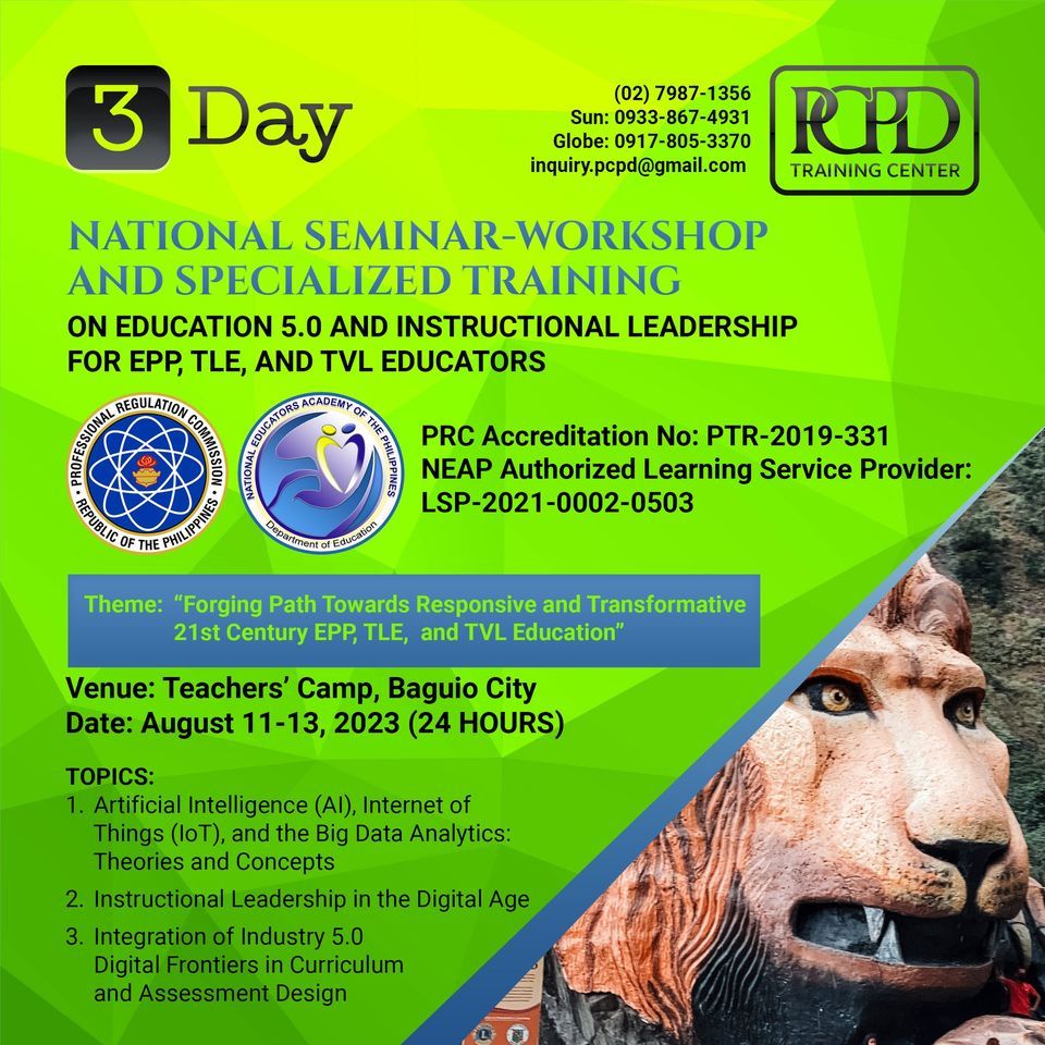 3-DAY NATIONAL AND SPECIALIZED TRAINING FOR EPP, TLE, AND TVL TEACHERS ...