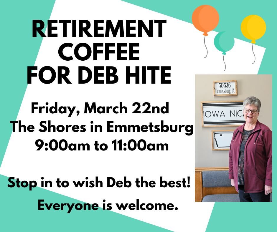 Retirement Coffee for Deb Hite, The Shores at Five Island, Emmetsburg ...