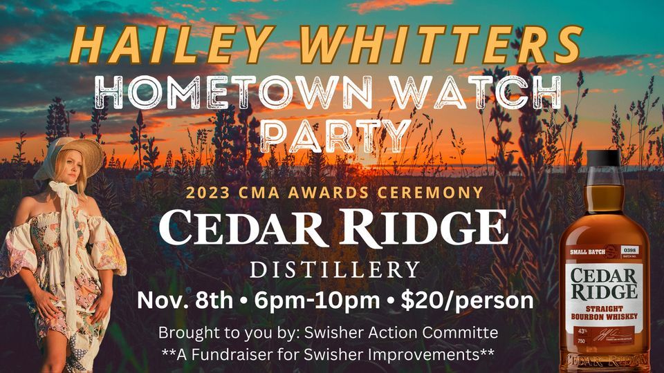 Hailey Whitters Hometown CMA Watch Party, Cedar Ridge Winery ...