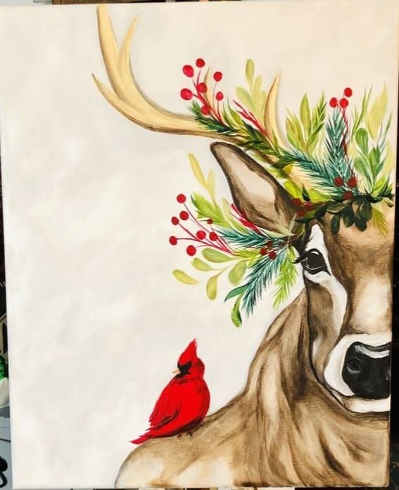 Acrylic Elk and Cardinal, The November Room, Elkin, December 2 2023 ...