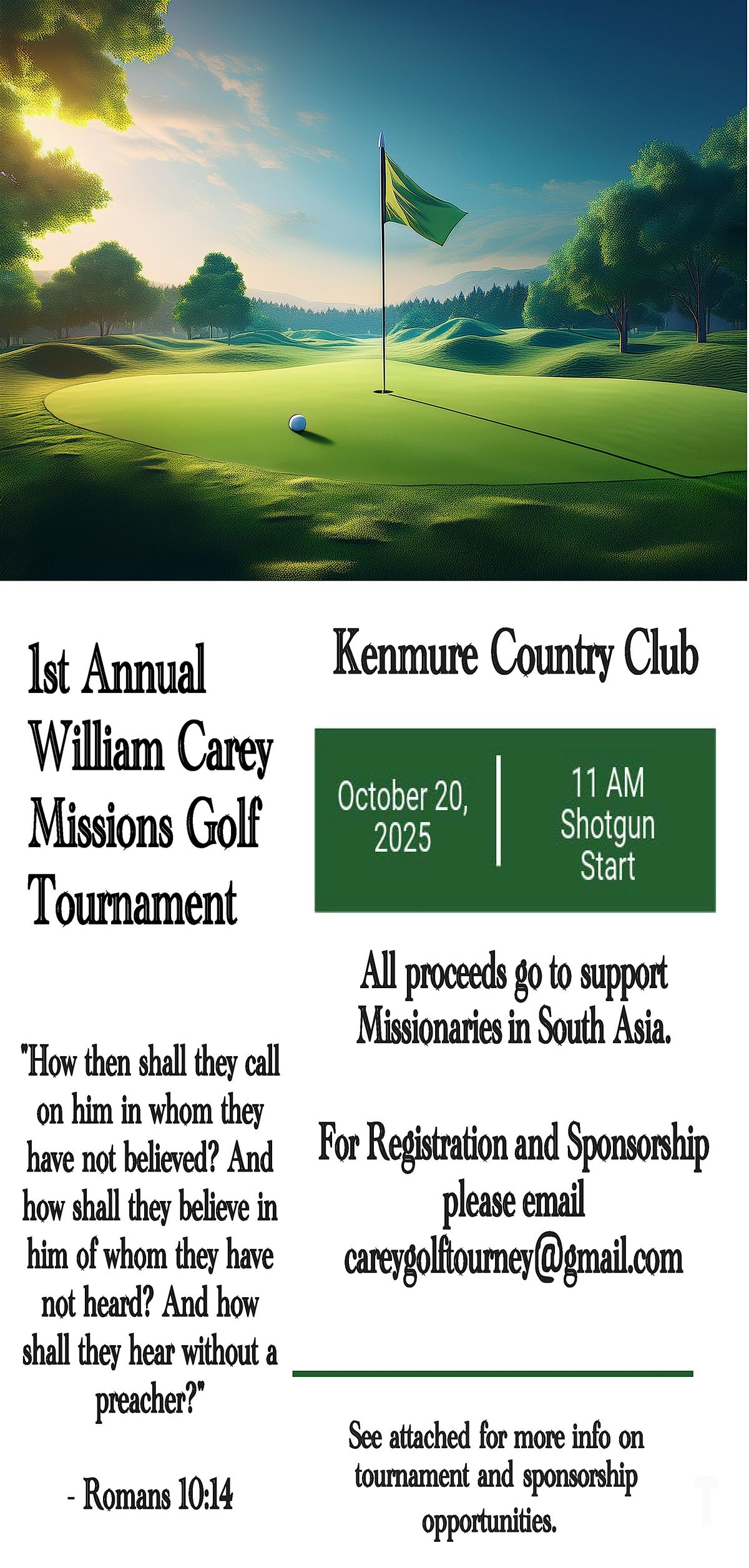 1st Annual William Carey Missions Golf Tournament, Kenmure Country Club ...