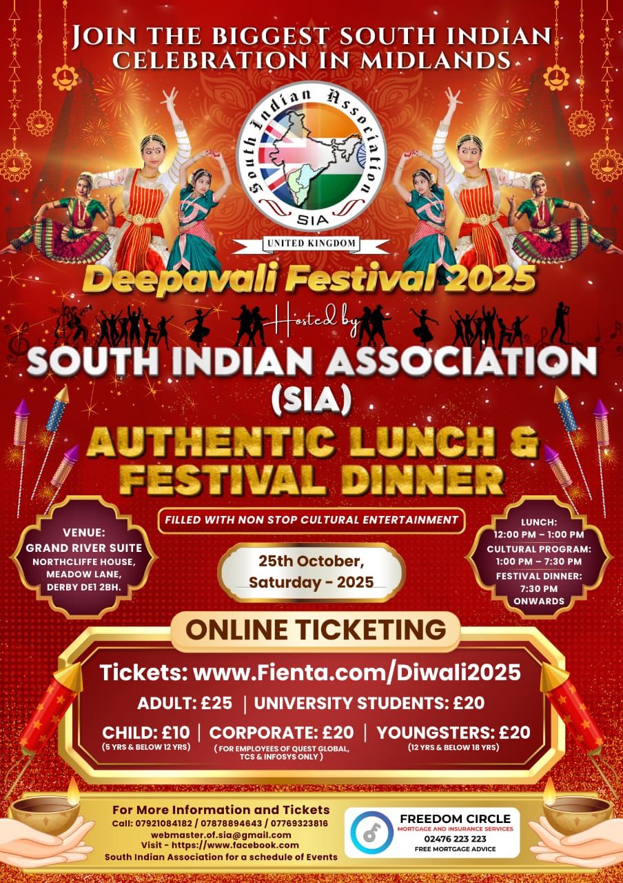 South Indian Association - Deepavali 2025, Grand River Suite, Derby, 25 ...