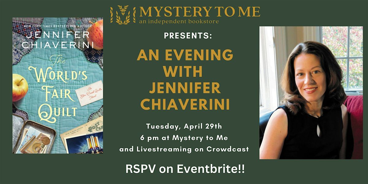 Live@MTM: Jennifer Chiaverini, Mystery to Me, Madison, 29 April 2025 ...