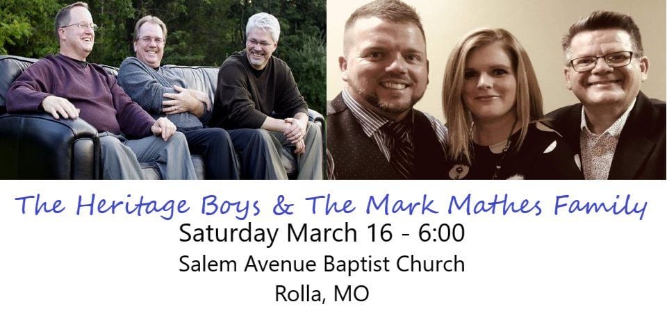 The Heritage Boys & The Mark Mathes Family in Concert, Salem Avenue ...