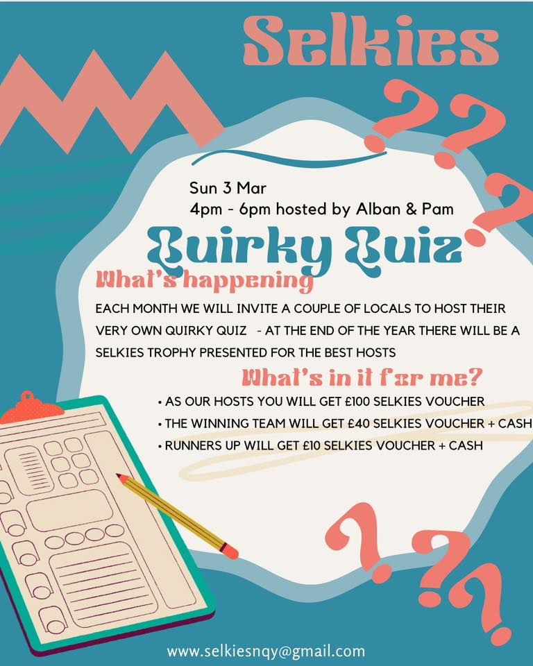 Quirky Quiz, Selkies NQY, Newquay, 3 March 2024 | AllEvents.in