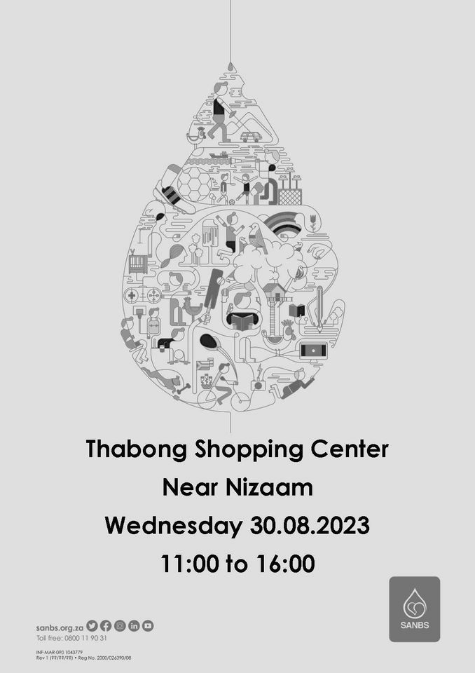 Blood Drive, Thabong Mall, Sebokeng, August 30 2023 | AllEvents.in