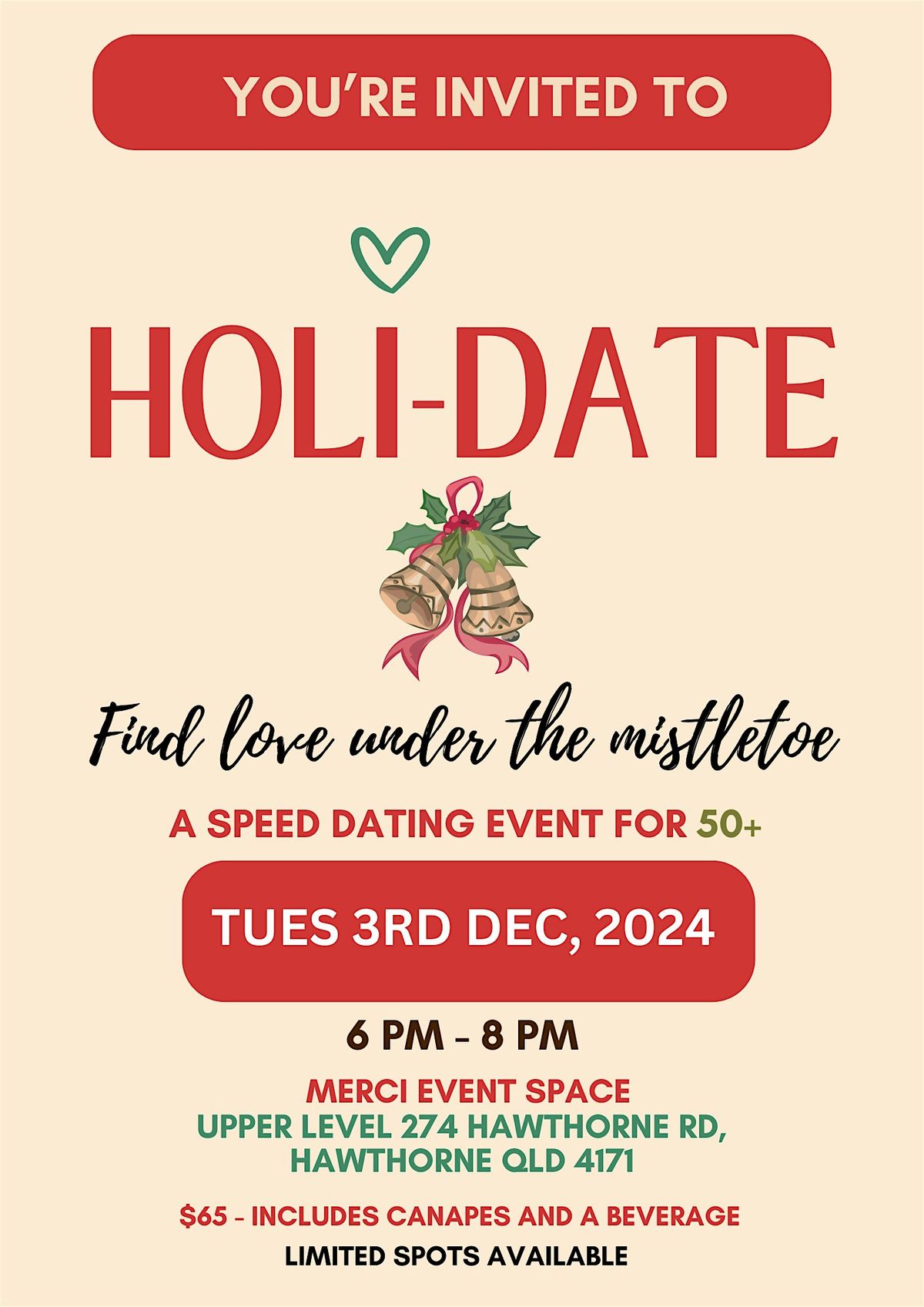 HOLI-DATE SPEED DATING EVENT 50 +, Merci Event Space, Hawthorne, 3 ...