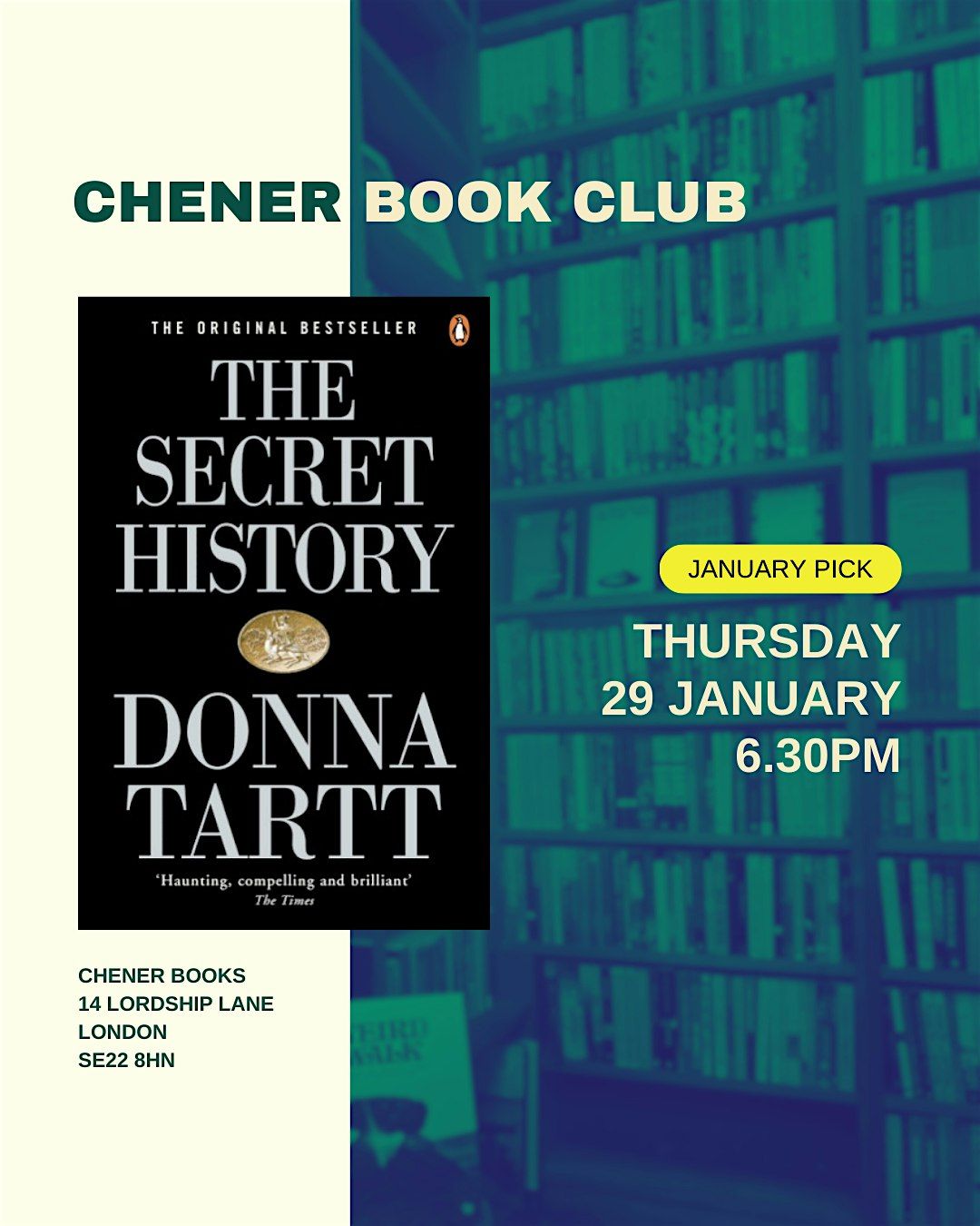 January Book Club: The Secret History by Donna Tartt, Chener Books ...