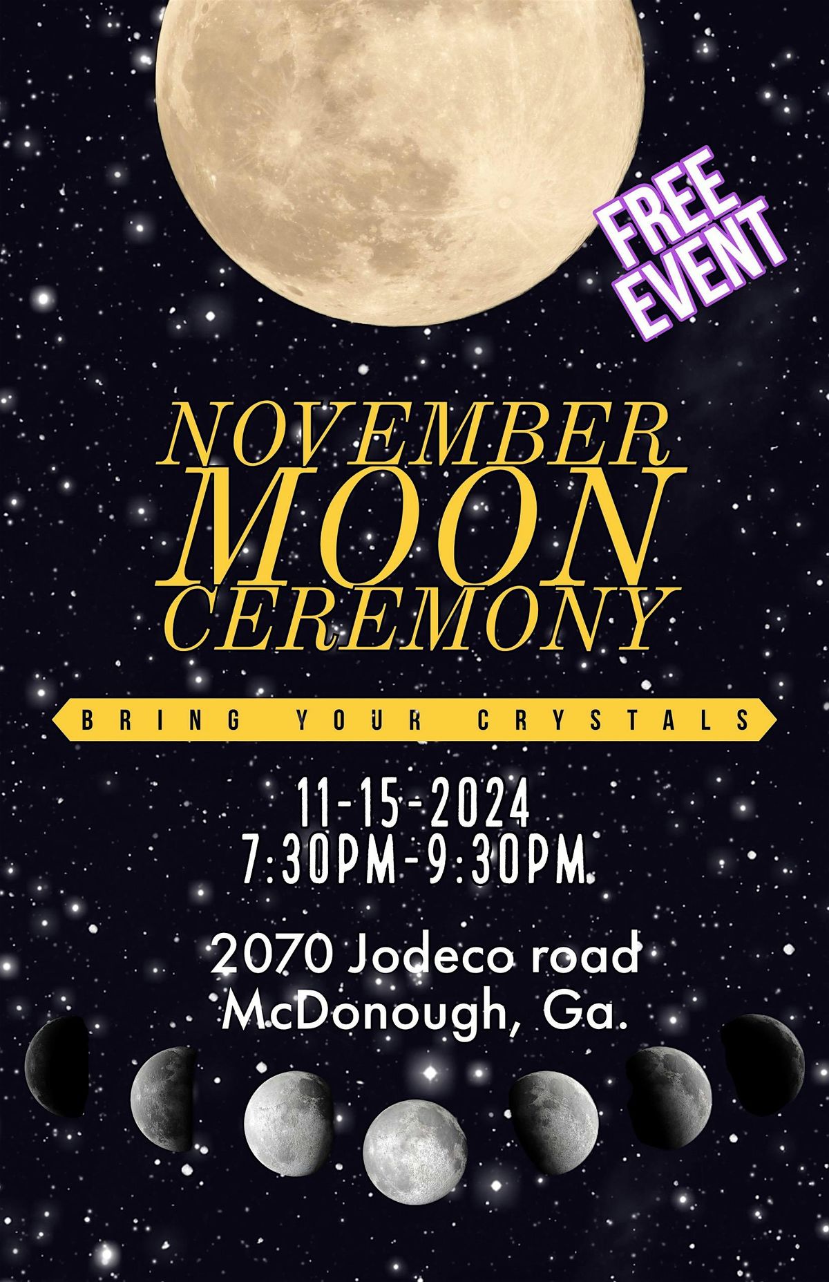 November Full Moon Ceremony, Choke Ah Bead Metaphysical Store 2070 ...