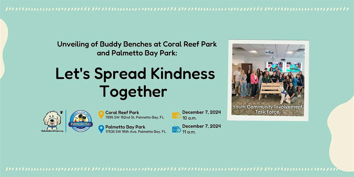 Unveiling of Buddy Bench at Coral Reef Park with My Buddy Bench Project ...